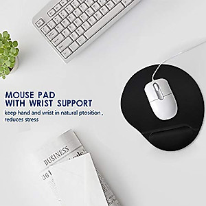 Ergonomic Mouse Pad with Superb Comfortable Wrist Rest Support Bar - Silicone Gel Mousepad with Non-Slip PU Base for Office, Home & Gaming