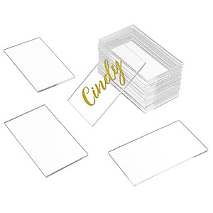 KAITELA Clear Acrylic Place Cards 1/8" Thick, 3.5" x 2" Small Rectangle Acrylic Blank Seating Card, Escort Name Plate for Table Setting, Wedding, Dinner Party, 20 Pcs