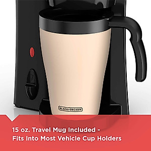 BLACK+DECKER Brew 'n Go Personal Coffeemaker with Travel Mug, Black/Beige, DCM18