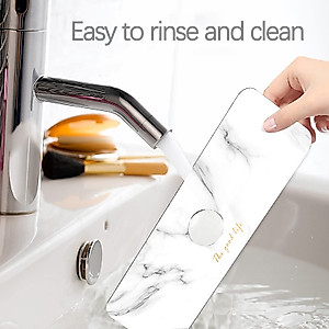 Splash Guard for Sink Faucet,Kitchen Faucet Absorbent Mat Sink Splash Guard Pad,Diatom Absorbent Fast Drying Faucet Sink Gadgets,for Kitchen, Bathroom, Countertop,Farmhouse, RV (White)