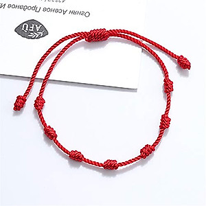 kelistom Handmade 7 Knots Red String Bracelet for Protection, Evil Eye and Good Luck, Amulet for Success and Prosperity, Friendship Bracelets for Women Men Teens