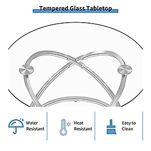 OIOG Glass Round End Table, Living Room Side Table for Small Space, Modern End Table with Tempered Glass Tabletop, Contemporary Side End Table, Chrome Finish