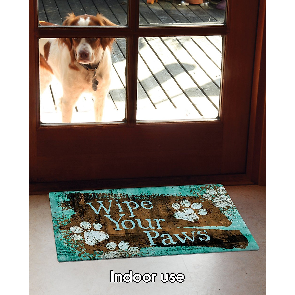 Toland Home Garden 800455 Turquoise Paws Funny Door Mat 18x30 Inch Dog Outdoor Doormat for Entryway Indoor Entrance