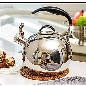 ArrAze Tea Kettle Stovetop Whistling Suitable for Stove Tops 3L Modern Brushed Steel Polished Kettle with Ergonomic Handle Can Make Boil Milk or Coffee