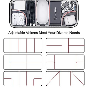 Hard Electronics Organizer, Universal Travel Cable Organizers, Large Electronic Accessories Storage Case Bag for Laptop Adapter, Cord, Charger, Plug, Hard Drive, Earphone, USB Hub, Black