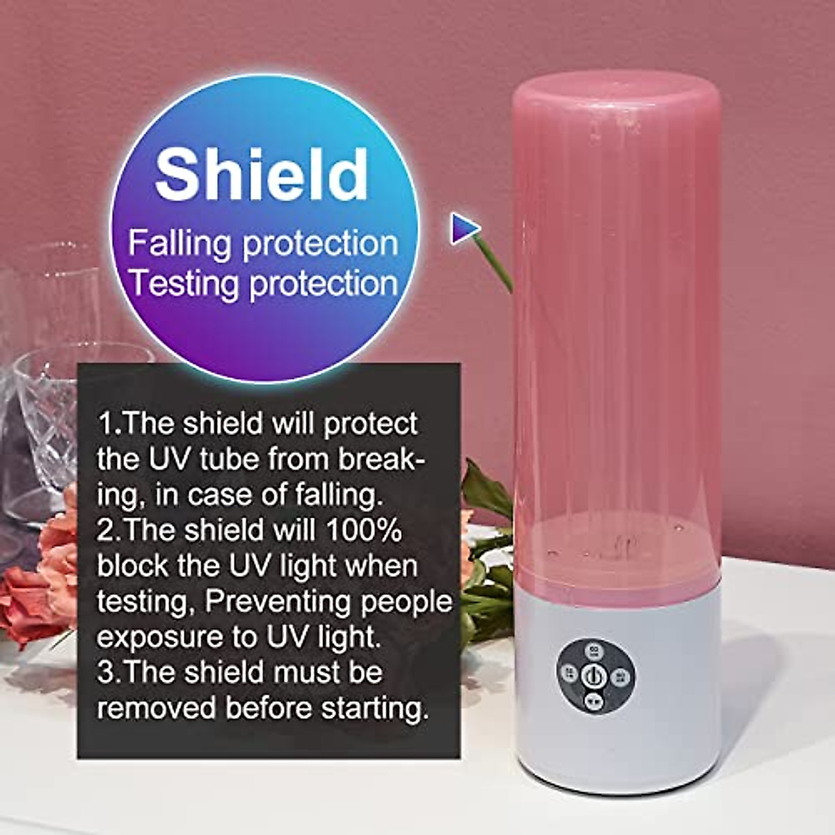 COTTON KNIGHT, UV Light Sanitizer, 55W UVC Germicidal Lamp, Air and Surface Sterilization, Kills 99.99% Germ Mites Molds, Room/Bathroom/Basement up to 750 sqft, 1Y Warranty (Pink with Ozone)