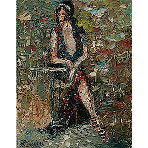 SOLD The Parisienne, Vogue Woman At Paris Cafe By Internationally Renown Painter Andre Dluhos