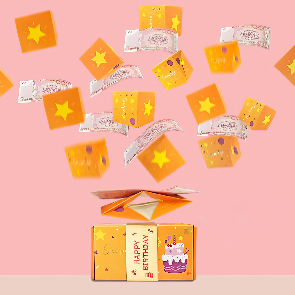 CASINIS Surprise Gift Box Pop Up Boxes Pop Out Explosion Gift Box Creativity Folding Bouncing Red Envelope Gift Box for Birthday Anniversary Valentine Proposal (Happy birthday)