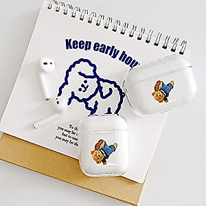 ONLYOU Compatible with Airpods Pro Case Cover with Keychain Korean PC Bear Break Dance Clear Transparent Airpods Pro Cover