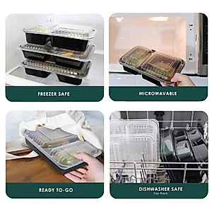 Meal Prep Containers pack | 2 compartment | 32oz | 15 sets per pack.