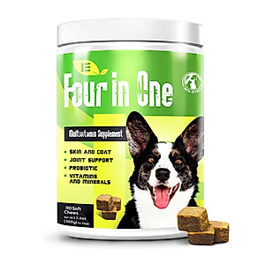 IE 4 in 1 Dog Multivitamins | Joint Support, Immune Health, Skin and Heart Health | Hip Joint Support, Skin Coat, Heart Health, Gut & Immune | 90 Soft Chews