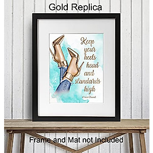 Motivational Quote Wall Art - Glam Wall Decor - Inspirational Gift for Women, Designer Shoes Fan, Couture Fashionista - Luxury Home decoration for Bathroom, Living room, Girl Teens Bedroom