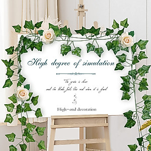 12 Pack 86 FT Artificial Ivy Garland, Fake Ivy Leaf Plants Vine Greenery Garland Home Kitchen Balcony Garden Office Wedding Wall Decor