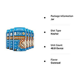 Gerber Baby Cereal 1st Foods, Grain & Grow, Oatmeal, 8 Ounce (Pack of 6)