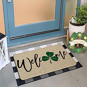 Artoid Mode Shamrock Welcome Doormat, Seasonal Holiday St. Patrick's Day Low-Profile Yard Floor Switch Mat for Indoor Outdoor 17 x 29 Inch