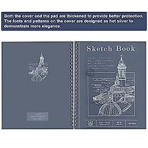 SuFly Hardcover 9x12 Sketchbook, Artist Sketch Pads for Drawing Pack of 2, 120 Sheets 90lb/140GSM Thick Sketch Book for Drawings, Suitable for Kids, Teens & Adults, White