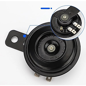 ZBGUN 1 PC Car Snail Horn Whistle, 3.7In x 2.5In 12V Metal Round Loud Speaker Scooter Snail Horn Accessories, Universal Waterproof Durable Vehicle Disc Horn for Motorcycle Moped Dirt Bike (Black)