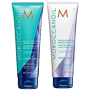 Moroccanoil Blonde Perfecting Purple Shampoo And Conditioner Bundle, 6.7 Fl. Oz. Set