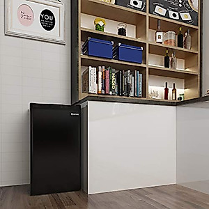 COSTWAY Compact Refrigerator, 3.2 cu ft. Mini Refrigerator Unit Small Single Door Freezer Cooler Fridge for Dorm, Office, Apartment (Black)