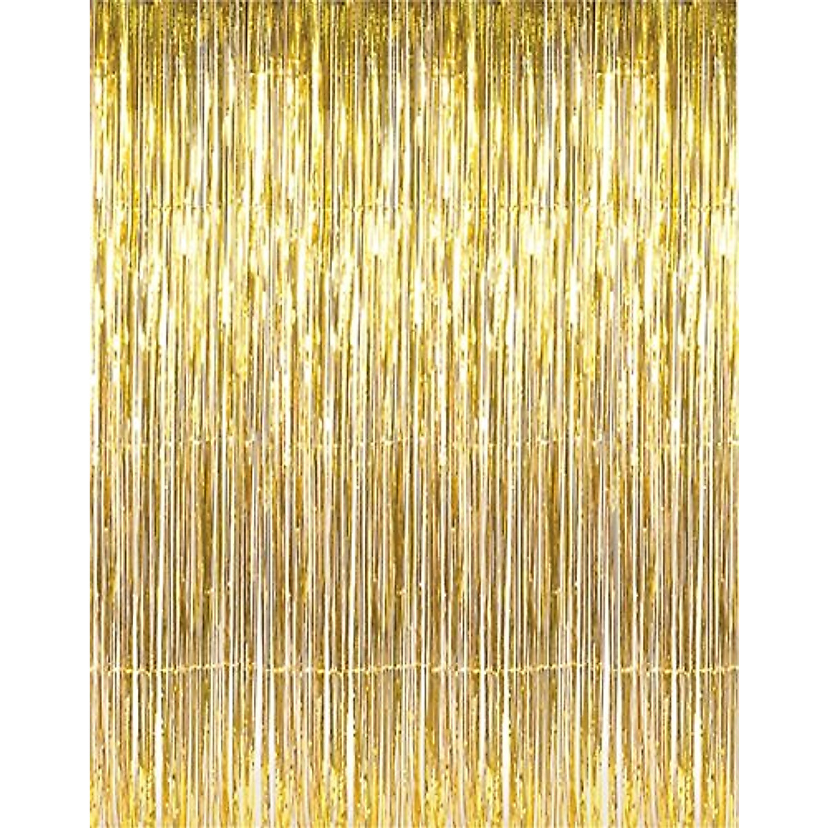 GOER 6.4 ft x 9.8 ft Metallic Tinsel Foil Fringe Curtains,Pack of 2 Party Streamer Backdrop for Birthday,Graduation Decorations and New Year Eve (Gold)