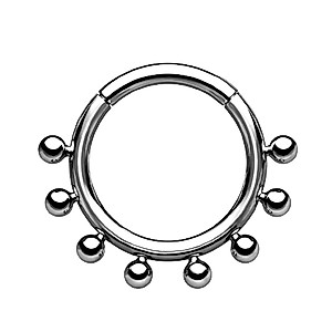 Pierced Owl 16GA G23 Implant Grade Titanium Ball Lined Hoop Cartilage Helix Daith Septum Hinged Segment Ring (8mm Diameter)