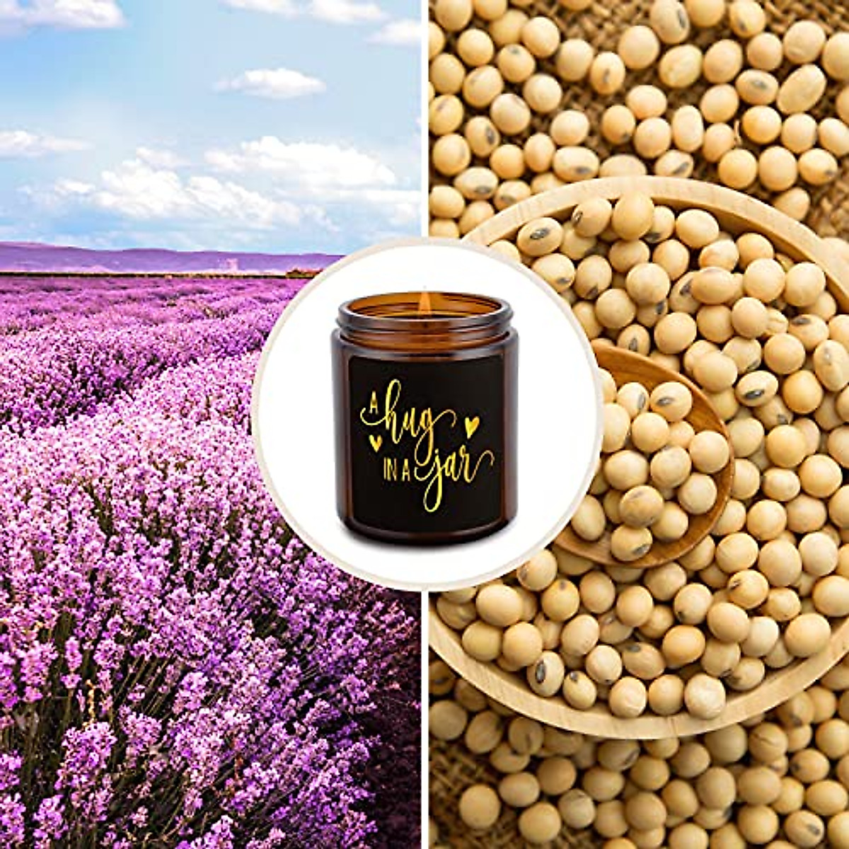 HUTYRT Lavender Scented Candles - Thinking of You Gifts for Women - A Hug in a Jar Candles - I Miss You Gifts,Get Well Gift for Her, Girlfriend, Boyfriend, Friends