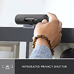 Logitech Brio 501 Full HD Webcam with Auto Light Correction,Show Mode, Dual Noise Reduction Mics, Privacy Cover, Works with Microsoft Teams, Google Meet, Zoom, USB-C Cable - Black