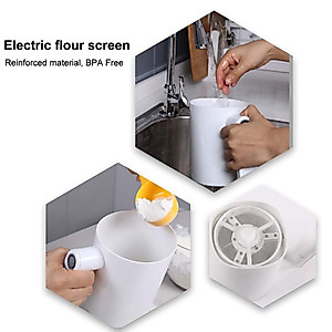 SHANSHAN Flour Sifter Electric Sieve Cooking Stainless Steel Mesh Shaker Kitchen Cakes Sugar Handheld Cup Shape Baking Tool Battery Operated Strainer Pastry