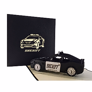 iGifts And Cards Sheriff Car 3D Pop Up Greeting Card - Awesome Undersheriff Happy Birthday Gift, Chief Deputy Retirement, Training Academy Graduation, Thank You, Congratulations