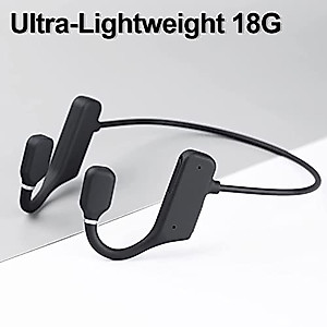 Bone Conduction Headphones, IP65 Sweatproof Open Ear Sport Headphones with Built-in Mic, Wireless Earphones up to 5 Hours Playtime for Running Cycling and Workouts (Black)