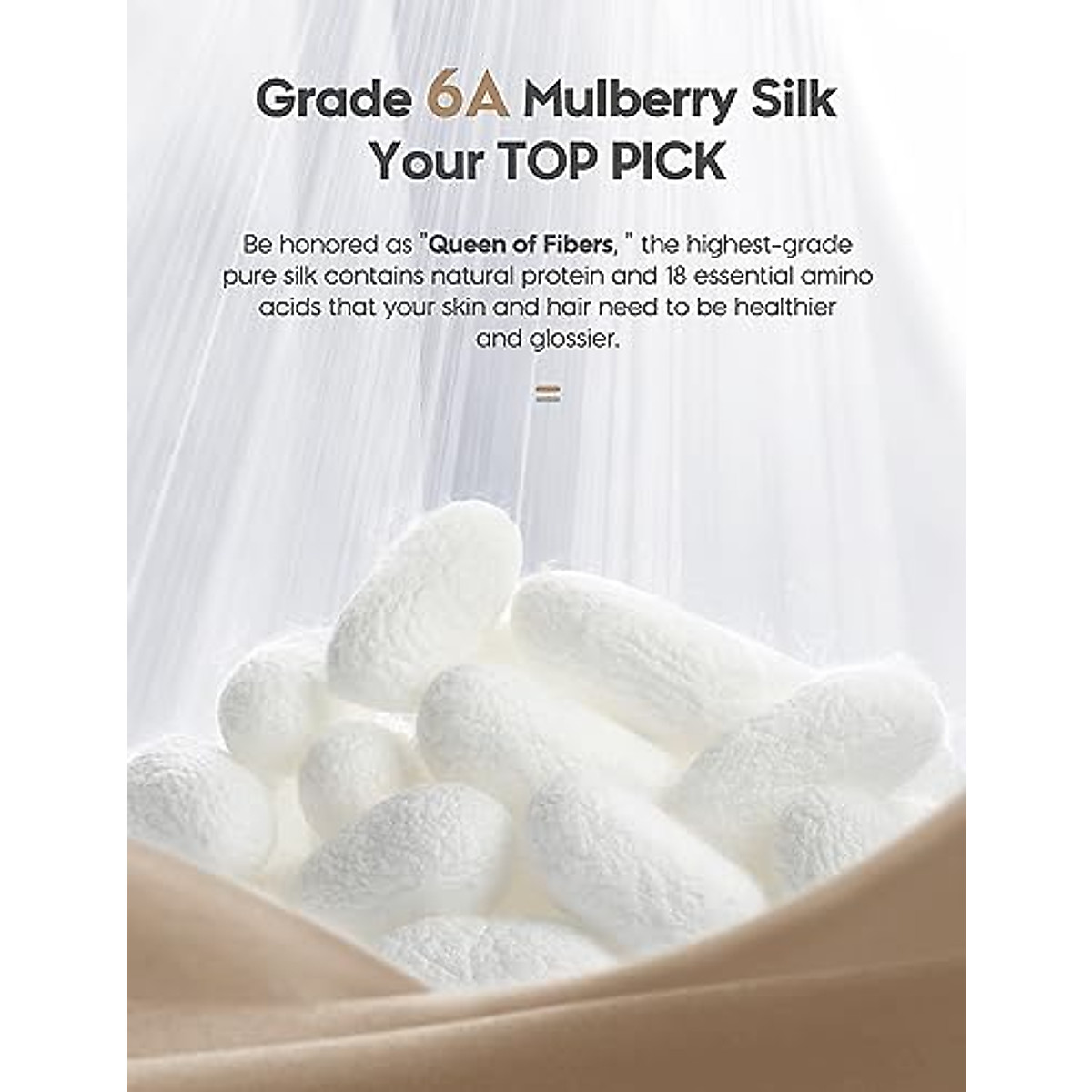 100% Pure Mulberry Silk Pillowcase for Hair & Skin - 22 Momme 6A High-Grade Fibers - Anti-Aging, Anti-Sleep Crease, Cooling Satin Pillowcases with Hidden Zipper, Best Gift Idea (Queen 20x30 Inches)