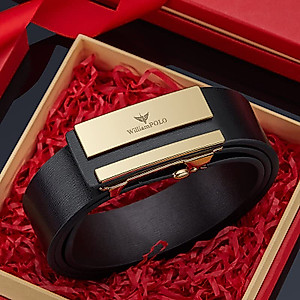 VANNANBA Belt Men Leather Ratchet Business Casual, Dress Slide Belt for men Automatic Buckle，with Gift Box