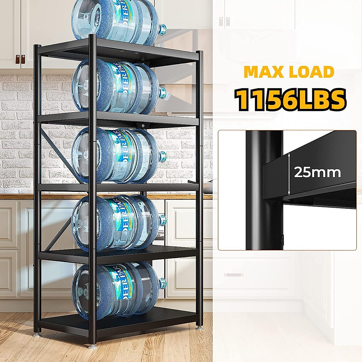 REIBII Storage Shelves for Storage with Wheels 1156LBS Heavy Duty Metal Shelving Unit 5 Tier Adjustable Shelving Units and Storage Rack Kitchen Garage Basement Shelf 2 Pack