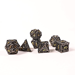 AncientDeer DND Dice Set 7 Pieces D&D Pure Copper Hollow Polyhedral DND Dice W/Gift Box & Dice Bag for DND Game RPG Explorers Savage World and Table Games DND Dungeons and Dragons Role Playing Games