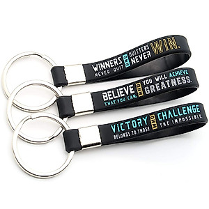 Inkstone Cheerleading Keychains | (12 Pack) Sports Inspirational Quotes | Flexible | Gifts For Your Team, Friends, Colleagues