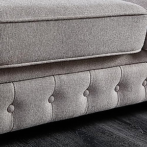 ERYE 88.5" 3-Seaters Chesterfield Sofa&Couch, Clasic Luxury Roller Armrest Special Wood Legs Sectional,Button Tufted Linen Upholstered Modular Sofa Couch with Removable Cushions & Nailhead Decor