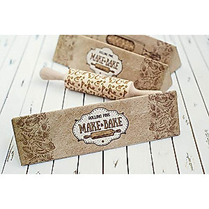 Roses Rolling Pin, flowers imprint utensil, floral ornamental pattern, embossing cookie stamp, engraved cookie roller