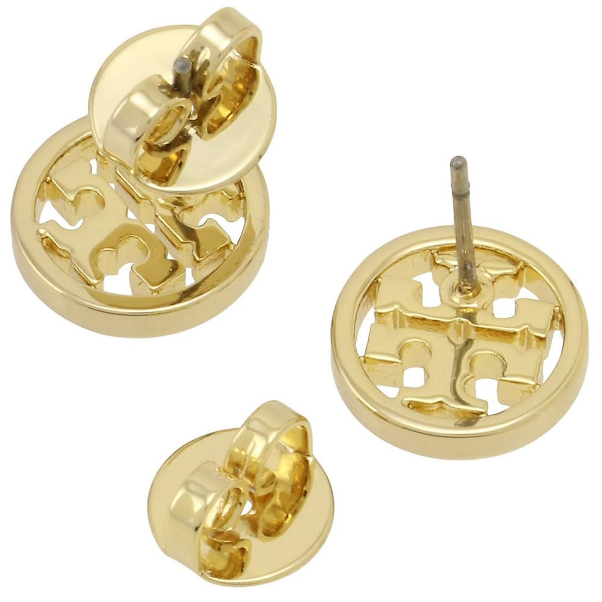 Tory Burch Womens Miller Plated Brass Logo Stud Earring O/S