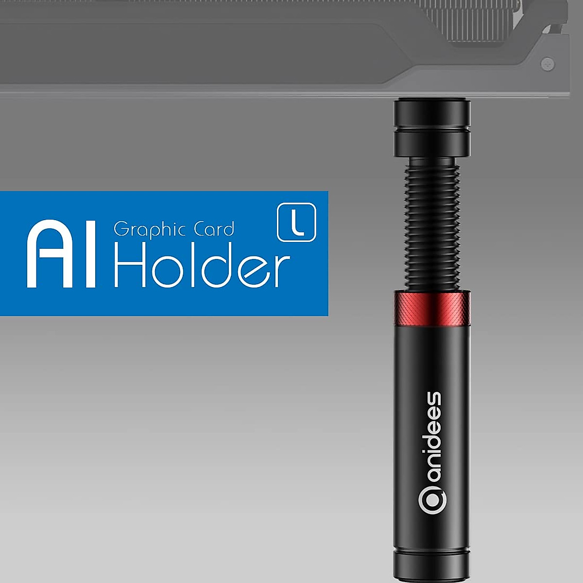 anidees Graphics Card Brace GPU Support Bracket, Full Aluminum Holder Provides Strong Support and Stand for Universal VGA Card, Support from 2.44 to 3.94 inch / 62 to 100mm Length, AI-GP-L