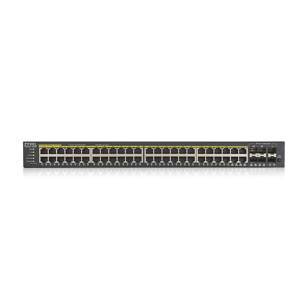ZYXEL 48-Port PoE Switch Gigabit Ethernet Smart (GS1920-48HPV2) - Managed, with 48x PoE+ @ 375W, 4x SFP, Rackmount, Limited Lifetime Protection