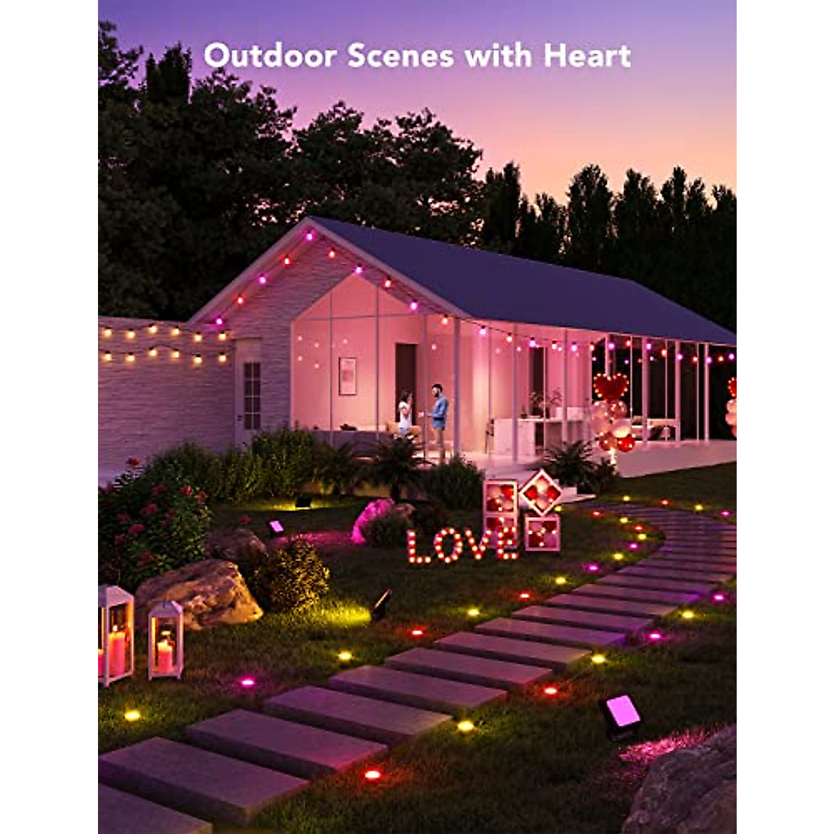 Govee Outdoor Lights, 50ft G40 APP Control String Lights with 6 Scene Modes, IP65 Waterproof Shatterproof Outdoor String Lights with 25 Dimmable Warm White LED Bulbs for Balcony, Backyard, Party