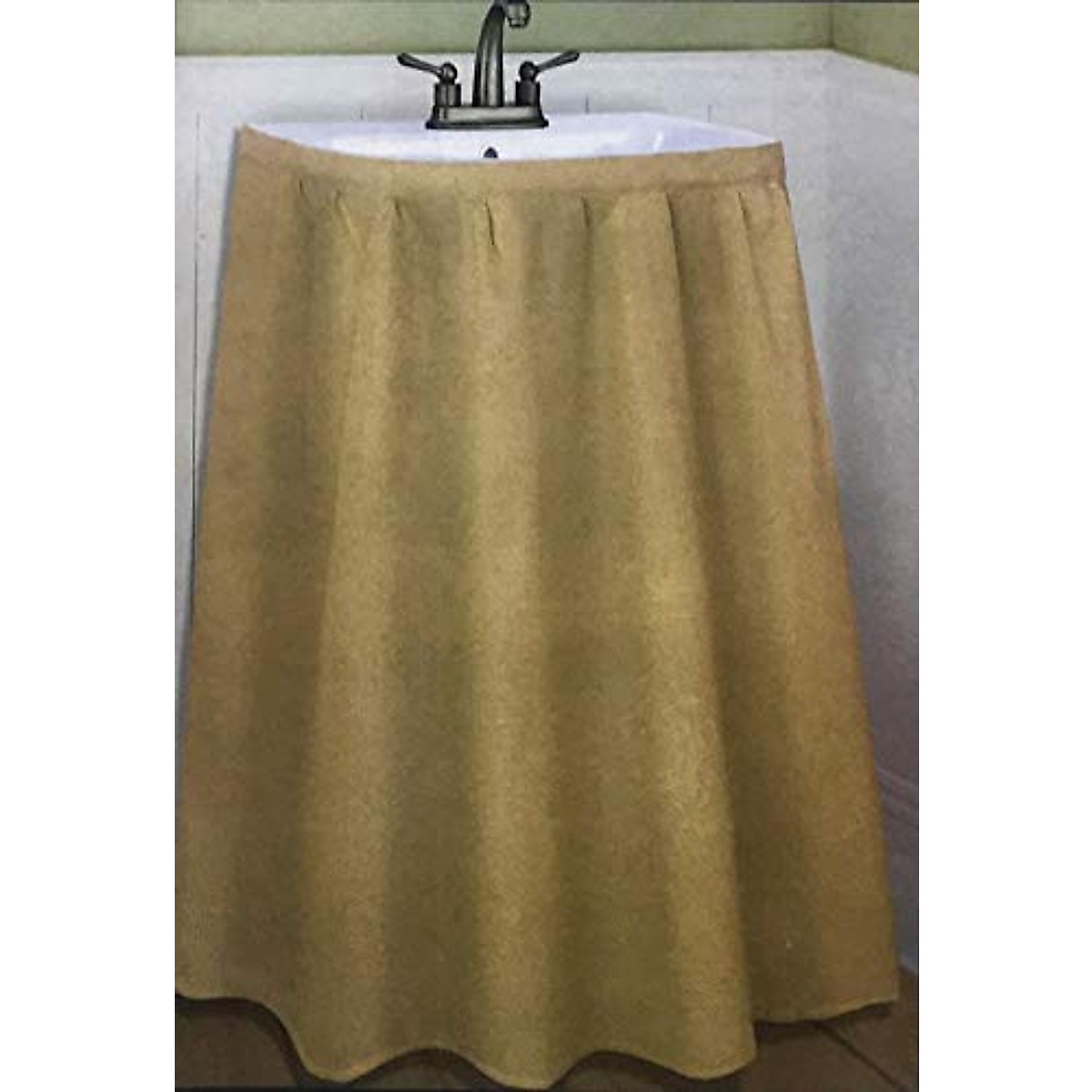 Better Home Mosaic Fabric Sink Skirt, Self Stick, Water Repellent, Sand