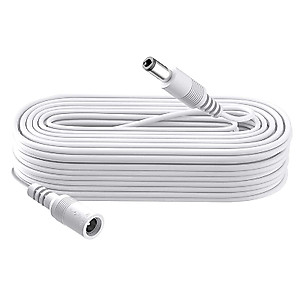Security-01 33FT 10M DC 12V Power Extension Cable for CCTV Security Camera DVR Standalone, DC Extension Cord 5.5mm x 2.1mm,White