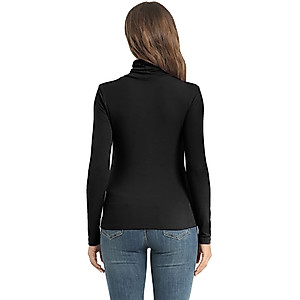 Women's Long Sleeve Turtleneck Tops Lightweight Slim Base Layer Shirt Black XX-Large