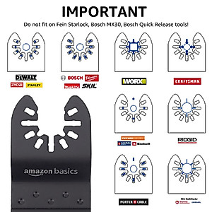 Amazon Basics Oscillating Wood Saw Blades, High Carbon Steel - 1-3/8 inch, 10-Piece