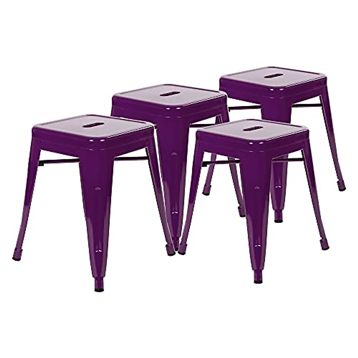 Flash Furniture Metal Dining-Table Height Stool - Backless Purple Commercial Grade Stool - 18 Inch Stackable Dining Chair - Set of 4