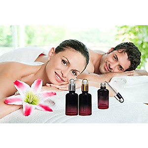 RORANIC Eye Dropper Bottles 1oz,Black Rose Red Mixed Oval Glass Bottle Travel Size 30ml 6 Pack with Golden & Silver Caps for Cosmetic Sample Container for Essential Oils,Perfume (Black Rose Red)