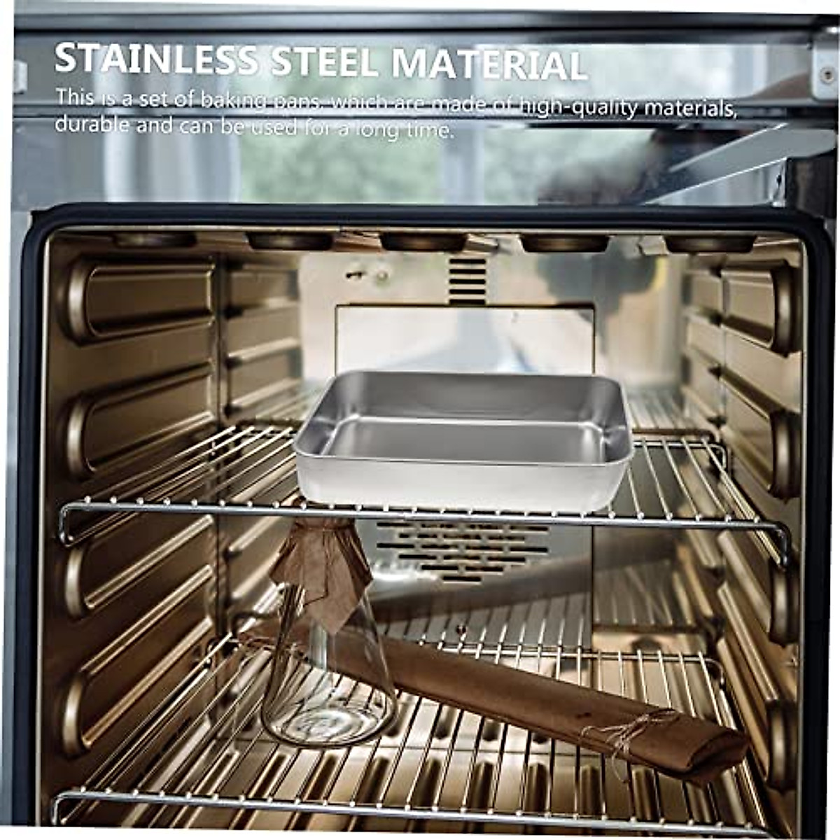 FURLOU Stainless Steel Bakeware Nonstick Bakeware Pizza Oven for Grill Bread Loaf Pan with Lid Dessert Baking Pans Cheese Baking Tray Nonstick Pizza Pan Fresh-keeping Box Bread Pan 1 Set Plate (Color