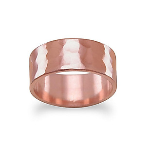 8mm Solid Copper Hammered Ring Size 6 Jewelry for Women