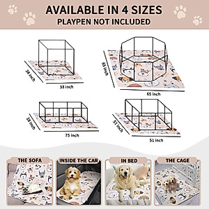 YGCASE Puppy Playpen Mat Crate Pad, Reusable Dog Pee Pads Washable for Pet Training, Housebreaking, and Incontinence, Waterproof/Anti-Slip/Machine Washable (Woof woof, 51x51 Inch-1 Pack)